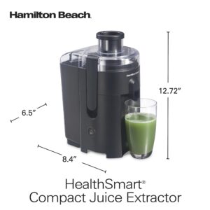 Hamilton Beach HealthSmart Juicer Machine, Compact Centrifugal Extractor, 2.4” Feed Chute for Fruits and Vegetables, Easy to Clean, BPA Free, 400W, Black (67500)