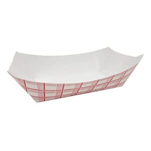 Disposable Paper Food Tray 250 Pack, 6 oz Red Checkered Paper Boats for Food, Heavy-Duty Food Trays for Carnivals, Fairs, Festivals, Picnics, Holds Nachos, Fries, Corn Dogs, Tenders, Condiments