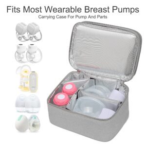 QIUXQIU Breast Pump Bag for Hands-Free Wearable Breast Pumps、Bottles,Pump Parts, and Storage Bag，Tote Bag，Multi-Function Breastmilk Cooler Bag Insulated Bag(Gray)