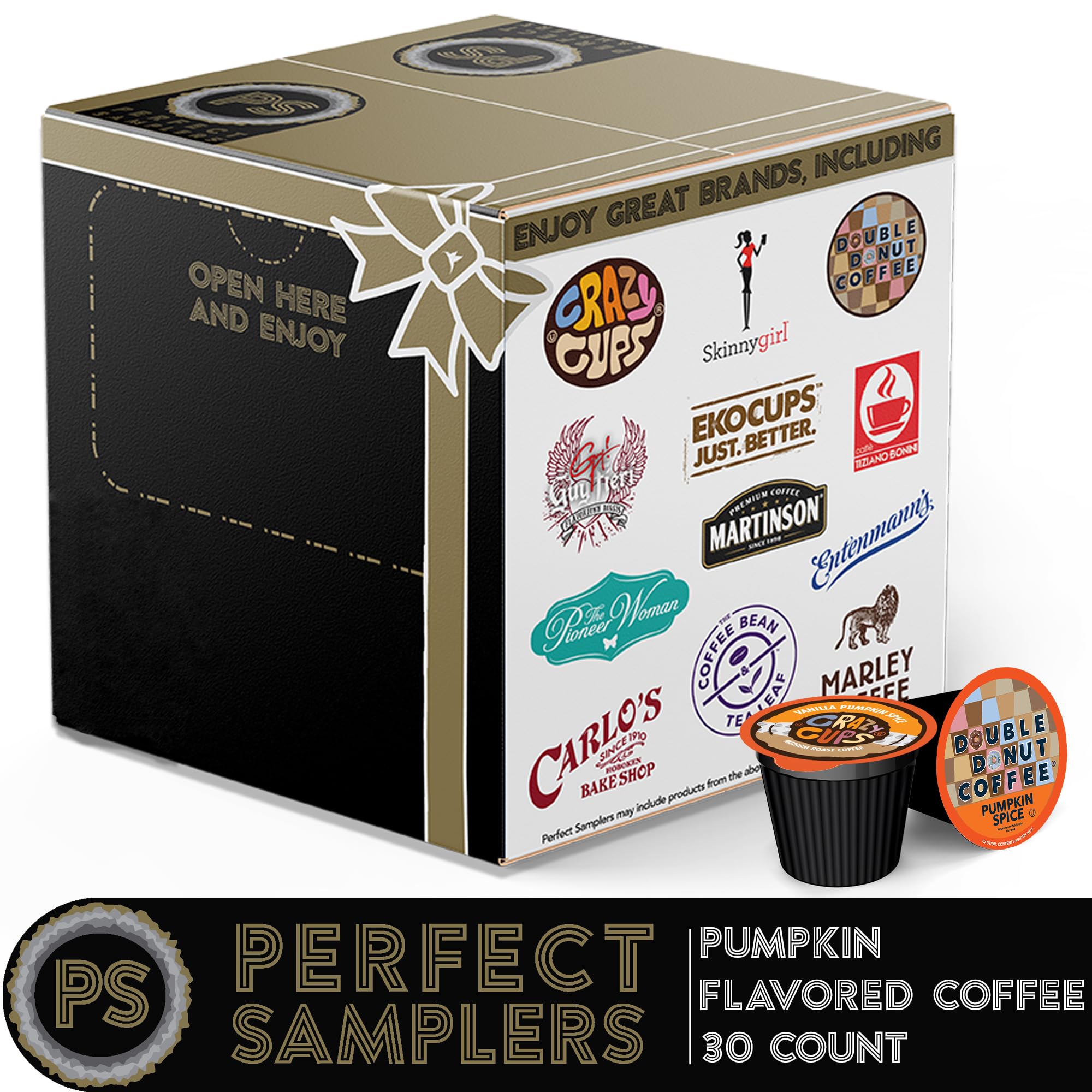 Perfect Samplers Pumpkin Spice Coffee Pods Variety Pack, Medium Roast Coffee for Keurig K Cups Machines, Pumpkin Coffee Pods Sampler, 30 Count