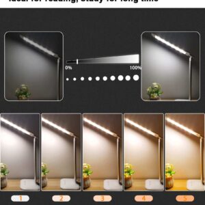 LED Desk Lamp for Home Office - Dimmable, Eye-Caring Reading Table Lamp, 5 Lighting Modes 10 Brightness Levels, Touch Control, 30/60 min Auto Timer