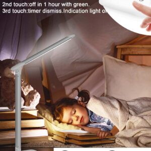 LED Desk Lamp for Home Office - Dimmable, Eye-Caring Reading Table Lamp, 5 Lighting Modes 10 Brightness Levels, Touch Control, 30/60 min Auto Timer