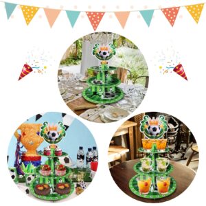 Soccer Themed Birthday Party Supplies, Soccer Party Decorations, 3 Tier Soccer Cardboard Cupcake Stand, Soccer Cake Topper Sports Theme Party Supplies for Teenagers Birthday