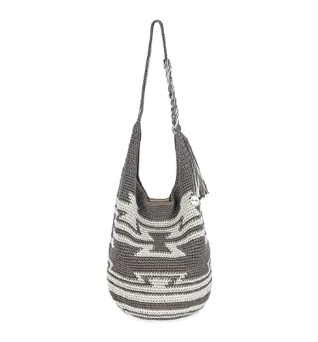 The Sak Back to Bali 120 Hobo in Crochet, Large Shoulder Purse with Single Strap, Earth Ragam