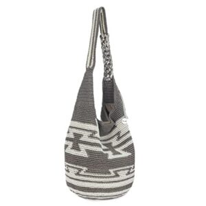 The Sak Back to Bali 120 Hobo in Crochet, Large Shoulder Purse with Single Strap, Earth Ragam