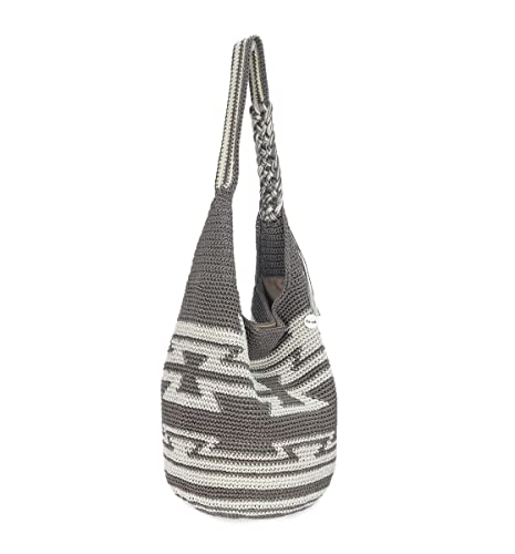 The Sak Back to Bali 120 Hobo in Crochet, Large Shoulder Purse with Single Strap, Earth Ragam