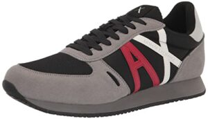 a | x armani exchange men's retro trainer sneaker, shark + black, 10