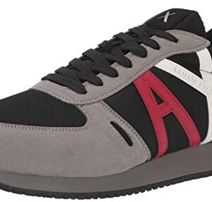 A | X ARMANI EXCHANGE Men's Retro Trainer Sneaker, Shark + Black, 10