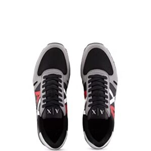 A | X ARMANI EXCHANGE Men's Retro Trainer Sneaker, Shark + Black, 10