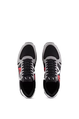 A | X ARMANI EXCHANGE Men's Retro Trainer Sneaker, Shark + Black, 10