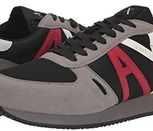 A | X ARMANI EXCHANGE Men's Retro Trainer Sneaker, Shark + Black, 10