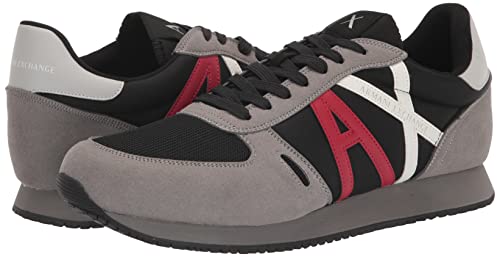 A | X ARMANI EXCHANGE Men's Retro Trainer Sneaker, Shark + Black, 10