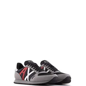 A | X ARMANI EXCHANGE Men's Retro Trainer Sneaker, Shark + Black, 10