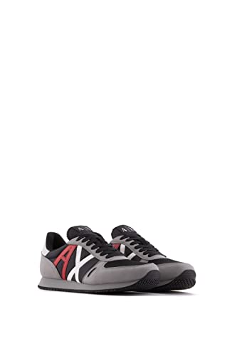 A | X ARMANI EXCHANGE Men's Retro Trainer Sneaker, Shark + Black, 10