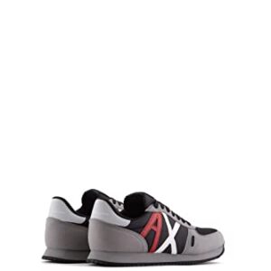 A | X ARMANI EXCHANGE Men's Retro Trainer Sneaker, Shark + Black, 10