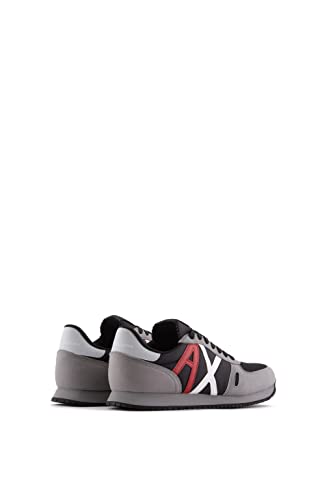 A | X ARMANI EXCHANGE Men's Retro Trainer Sneaker, Shark + Black, 10