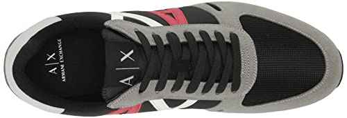 A | X ARMANI EXCHANGE Men's Retro Trainer Sneaker, Shark + Black, 10