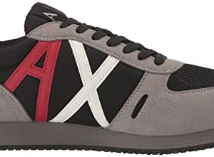 A | X ARMANI EXCHANGE Men's Retro Trainer Sneaker, Shark + Black, 10