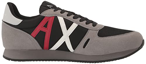 A | X ARMANI EXCHANGE Men's Retro Trainer Sneaker, Shark + Black, 10