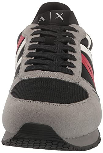 A | X ARMANI EXCHANGE Men's Retro Trainer Sneaker, Shark + Black, 10