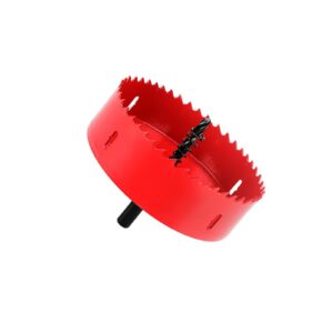 esuphands hss bi-metal 6-1/2 inch hole saw with arbor mandrel,heavy duty steel design for wood planks, cornhole boards,aluminum, drywall and plastics. (165mm)