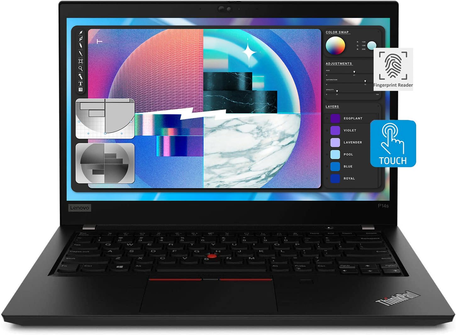 Lenovo ThinkPad P14s Mobile Workstation Laptop for Designer, Architecture, Engineering (14" FHD Touchscreen, AMD 8-core Ryzen 7 Pro 5850U (Beat i7-1165G7), 32GB RAM, 1TB SSD) FP, Win 11 Pro, Black