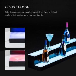 Alohappy LED Lighted Liquor Bottle Display Shelf, 40 in 2 Step LED Lighted Bar Shelf for Home Commercial Bar Drinks Acrylic Lighting Shelves High Gloss Black Finish with Remote Control