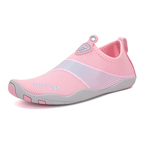 Lightweight Water Shoes for Men Women Aqua Shoes Socks Quick Dry Barefoot Swim Pool Shoes for Surf Diving Yoga Size 7 Women / 6 Men B Pink