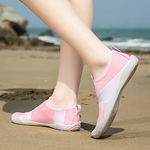 Lightweight Water Shoes for Men Women Aqua Shoes Socks Quick Dry Barefoot Swim Pool Shoes for Surf Diving Yoga Size 7 Women / 6 Men B Pink