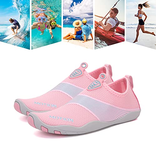 Lightweight Water Shoes for Men Women Aqua Shoes Socks Quick Dry Barefoot Swim Pool Shoes for Surf Diving Yoga Size 7 Women / 6 Men B Pink