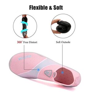 Lightweight Water Shoes for Men Women Aqua Shoes Socks Quick Dry Barefoot Swim Pool Shoes for Surf Diving Yoga Size 7 Women / 6 Men B Pink