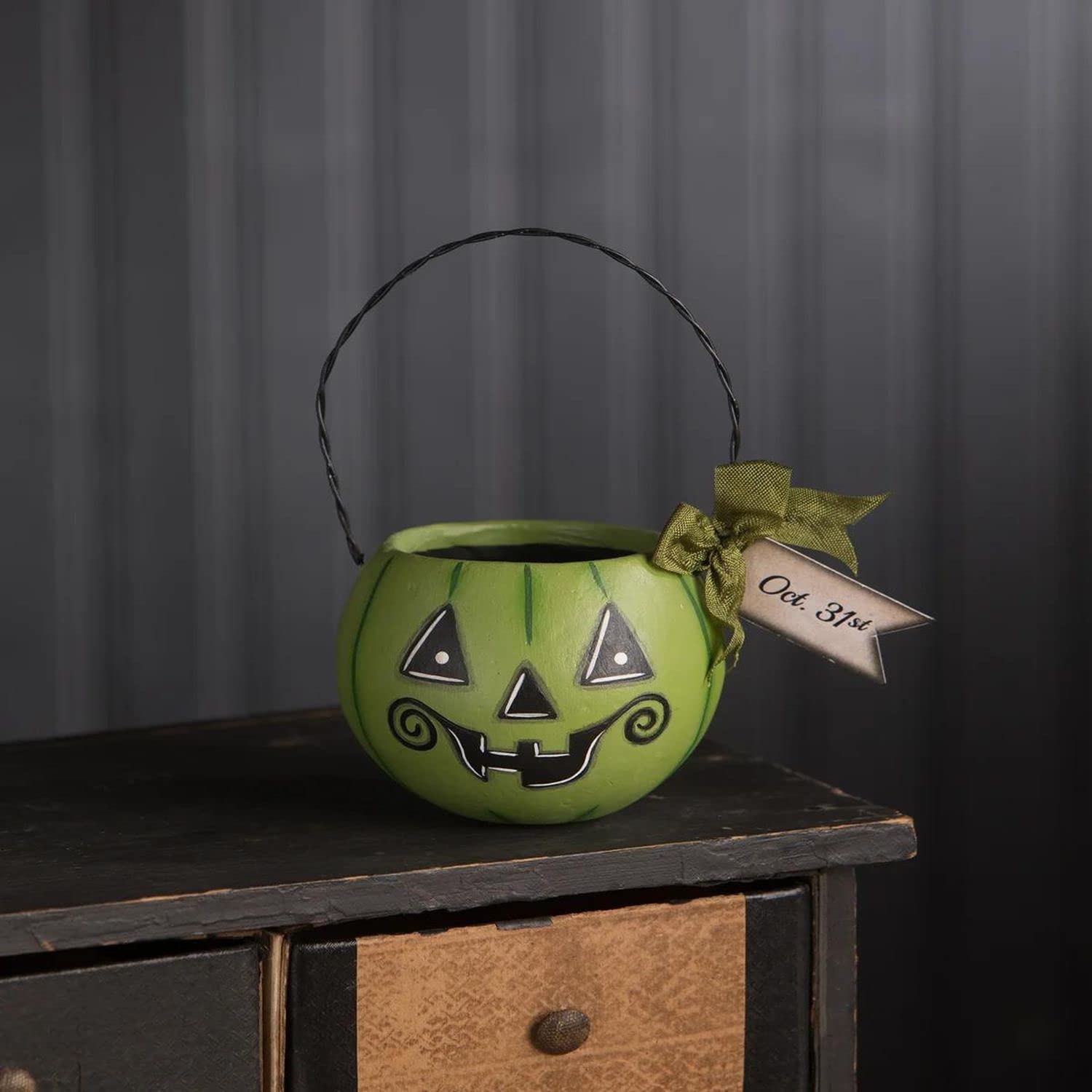 Bethany Lowe Small Green Pumpkin Bucket