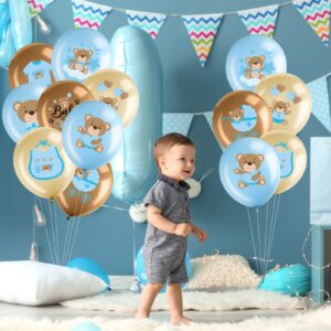 36 Pcs Bear Baby Balloons Latex Bear Balloons Blue Brown Bear Balloons We Can Bearly Wait Balloons Bear Party Decorations for Memorable Baby Shower Gender Reveal, Birthday Party Supplies