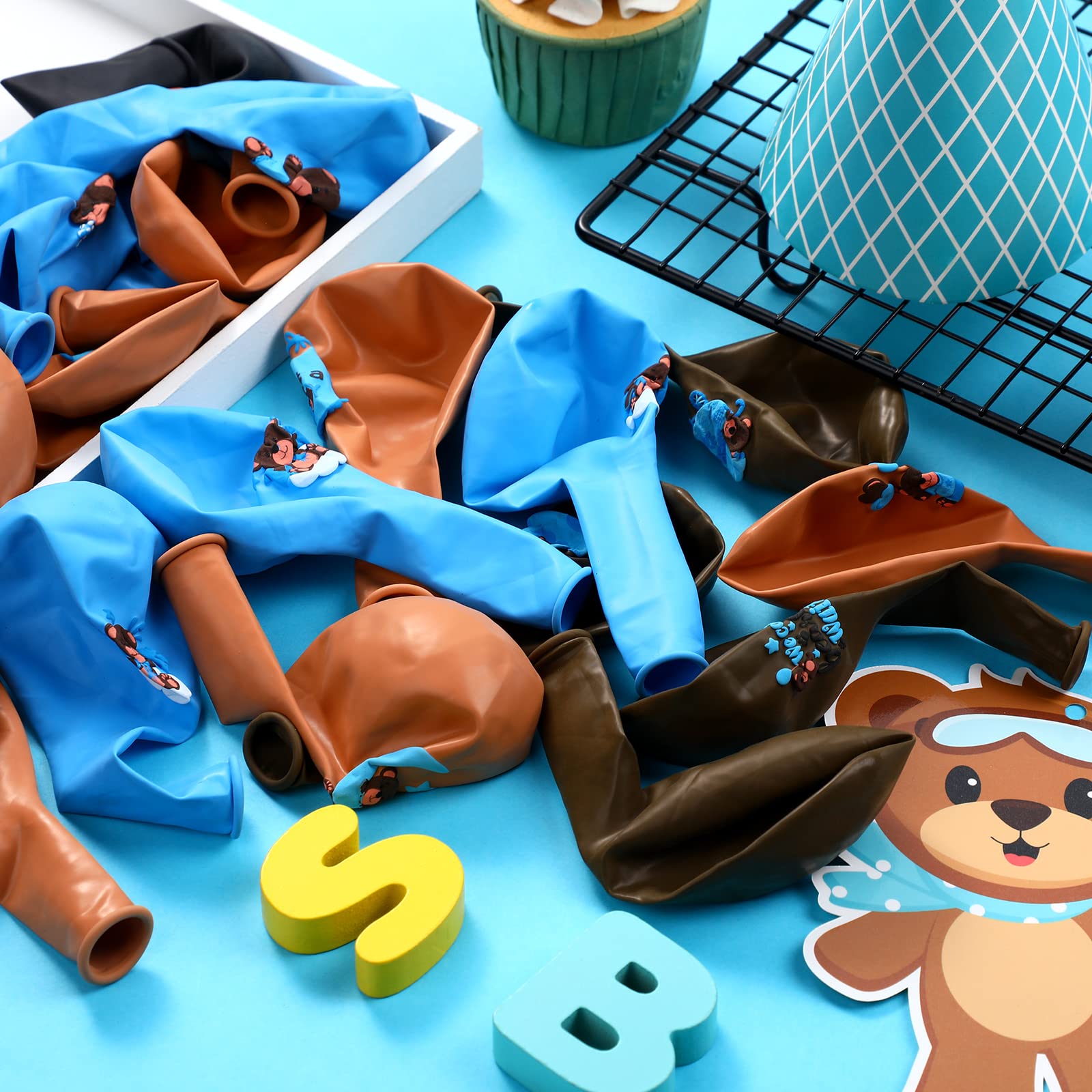 36 Pcs Bear Baby Balloons Latex Bear Balloons Blue Brown Bear Balloons We Can Bearly Wait Balloons Bear Party Decorations for Memorable Baby Shower Gender Reveal, Birthday Party Supplies