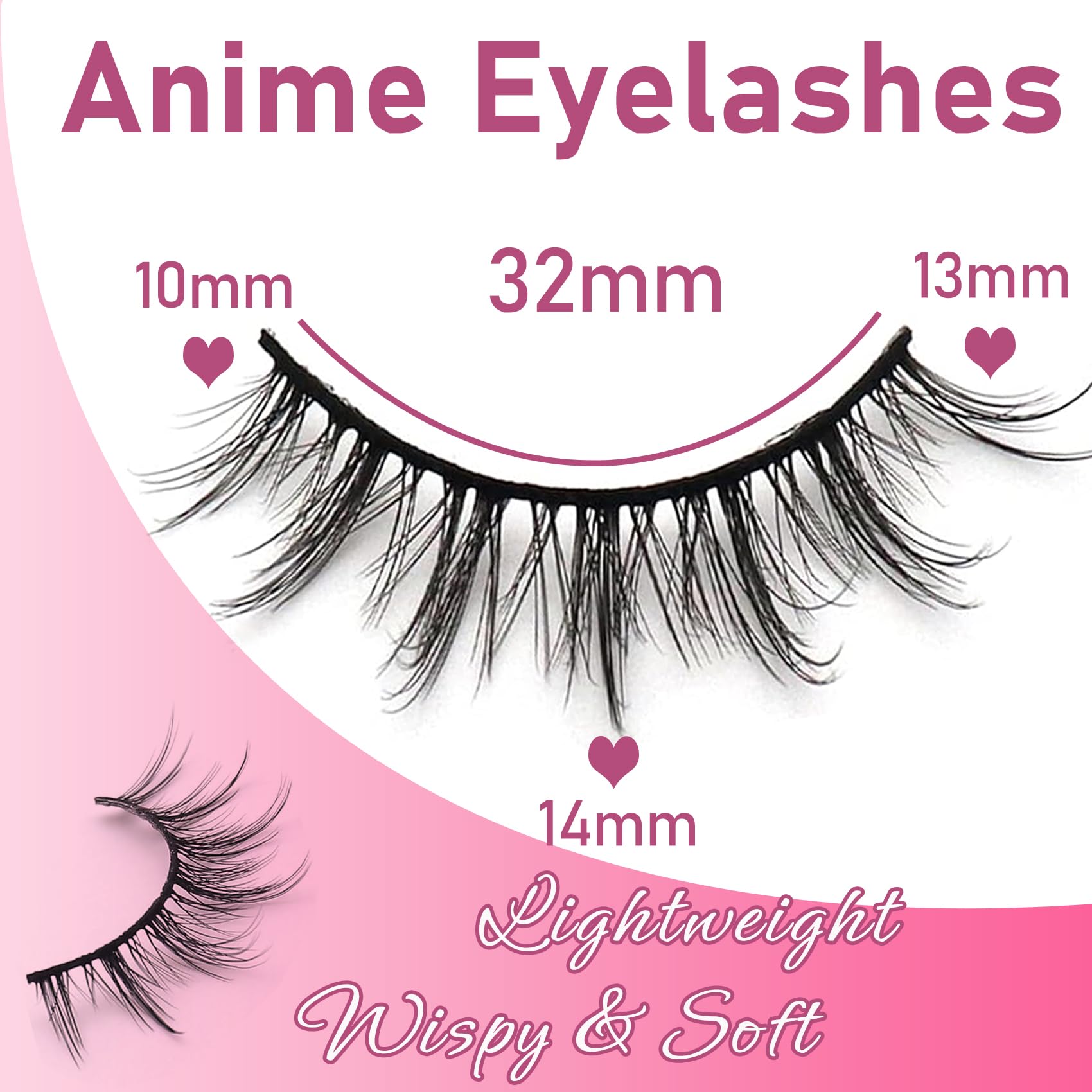 Losha Manga Lashes Fluffy Faux Mink Lashes Natural Look 10 Pairs Asian False Eyelashes Pack Look Like Individual Clusters (6D75)