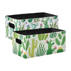 emelivor cactus storage basket bins set (2pcs) felt collapsible storage bins with dual handles closet storage bins for laundry room organization