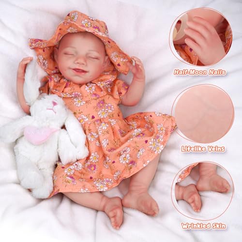 BABESIDE Lifelike Reborn Baby Dolls - 20-Inch Soft Full Vinyl Body Realistic-Newborn Sleeping Baby Girl Doll with Toy Accessories Gift Set for Kids Age 3+ & Collection