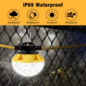 G GJIA 100FT Construction String Lights 100W 12000LM, Industrial Grade LED String Work Lights for Construction Sites, Temporary Work, Jobsites, Outdoor Lighting, with 10 Bulbs & Hooks