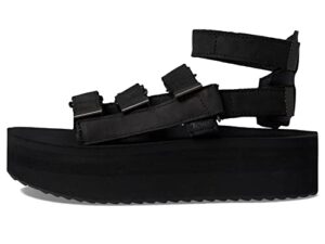 teva women's flatform mevia leather sandal, black, 8