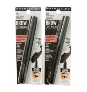 pack of 2 maybelline new york brow extensions fiber pomade crayon eyebrow makeup, black brown # 262