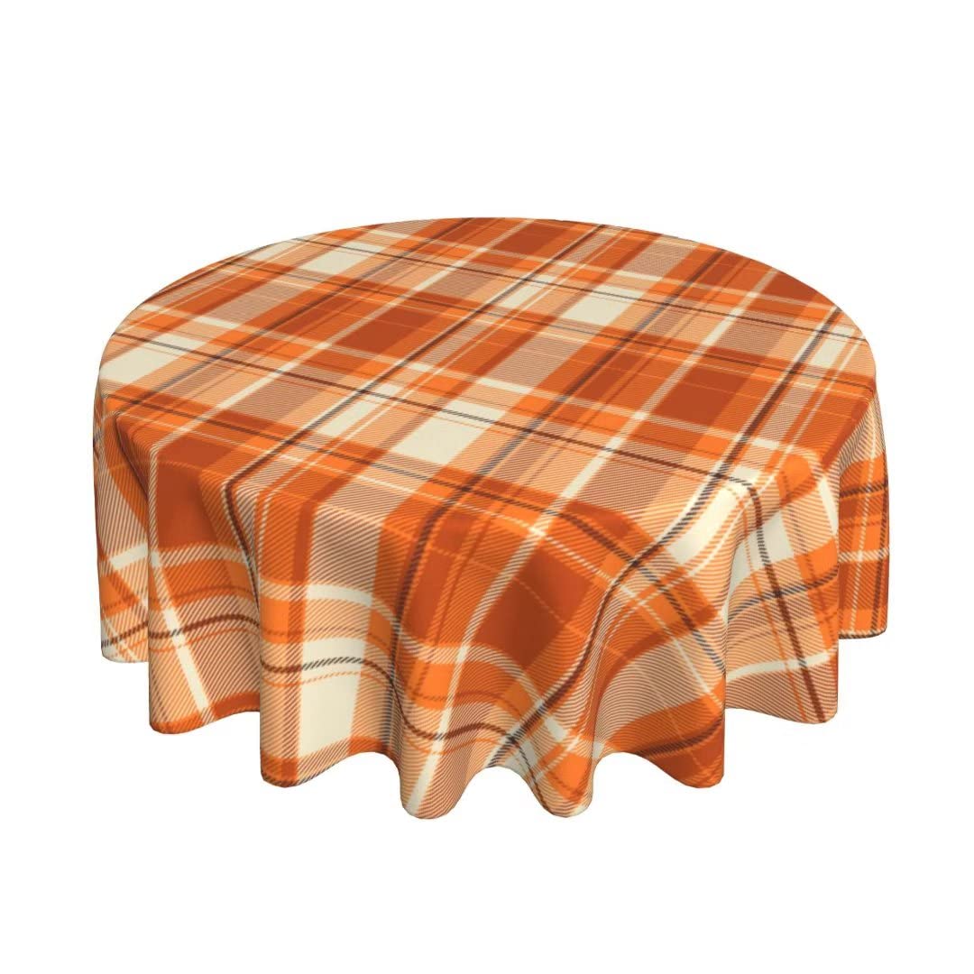 BETGINY Fall Tablecloth 60 Inch Round Autumn Thanksgiving Plaid Table Cloth Dust-Proof Wrinkle Resistant Rustic Tablecloth for Holiday Kitchen Dining Room Party Picnic Indoor Outdoor