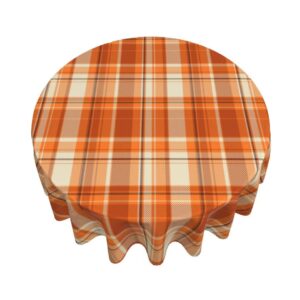 BETGINY Fall Tablecloth 60 Inch Round Autumn Thanksgiving Plaid Table Cloth Dust-Proof Wrinkle Resistant Rustic Tablecloth for Holiday Kitchen Dining Room Party Picnic Indoor Outdoor