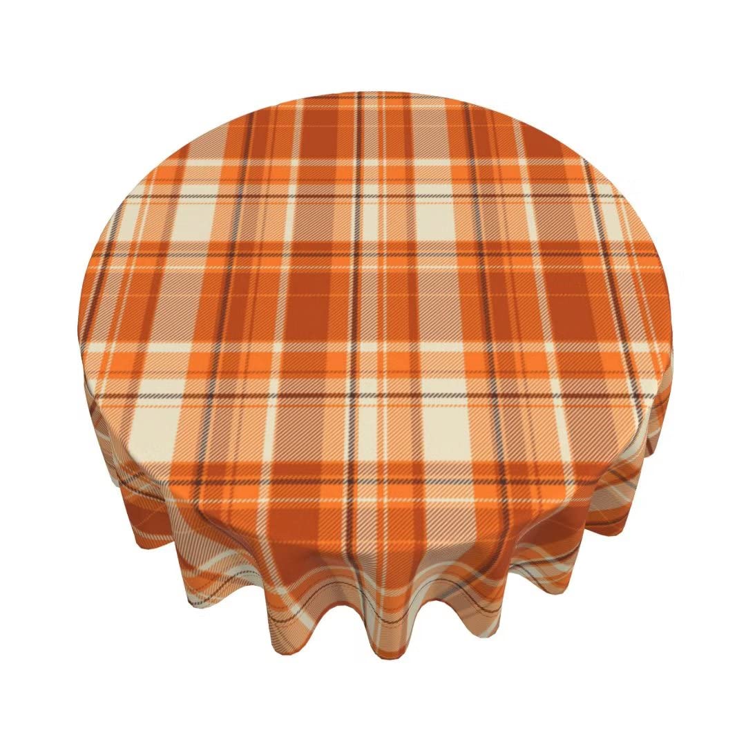 BETGINY Fall Tablecloth 60 Inch Round Autumn Thanksgiving Plaid Table Cloth Dust-Proof Wrinkle Resistant Rustic Tablecloth for Holiday Kitchen Dining Room Party Picnic Indoor Outdoor