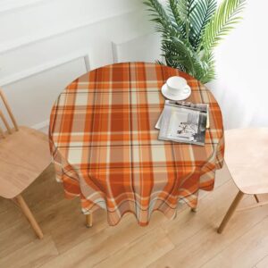 BETGINY Fall Tablecloth 60 Inch Round Autumn Thanksgiving Plaid Table Cloth Dust-Proof Wrinkle Resistant Rustic Tablecloth for Holiday Kitchen Dining Room Party Picnic Indoor Outdoor