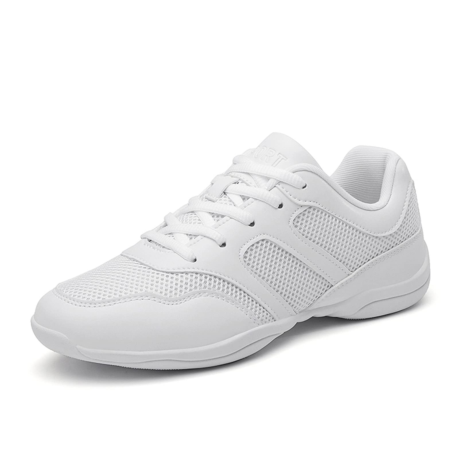 FLIOZY White Cheerleading Shoes Womens Dance Shoes Youth Girls Professional Competition Athletic Walking Sneakers Training Shoes White Half Mesh 39