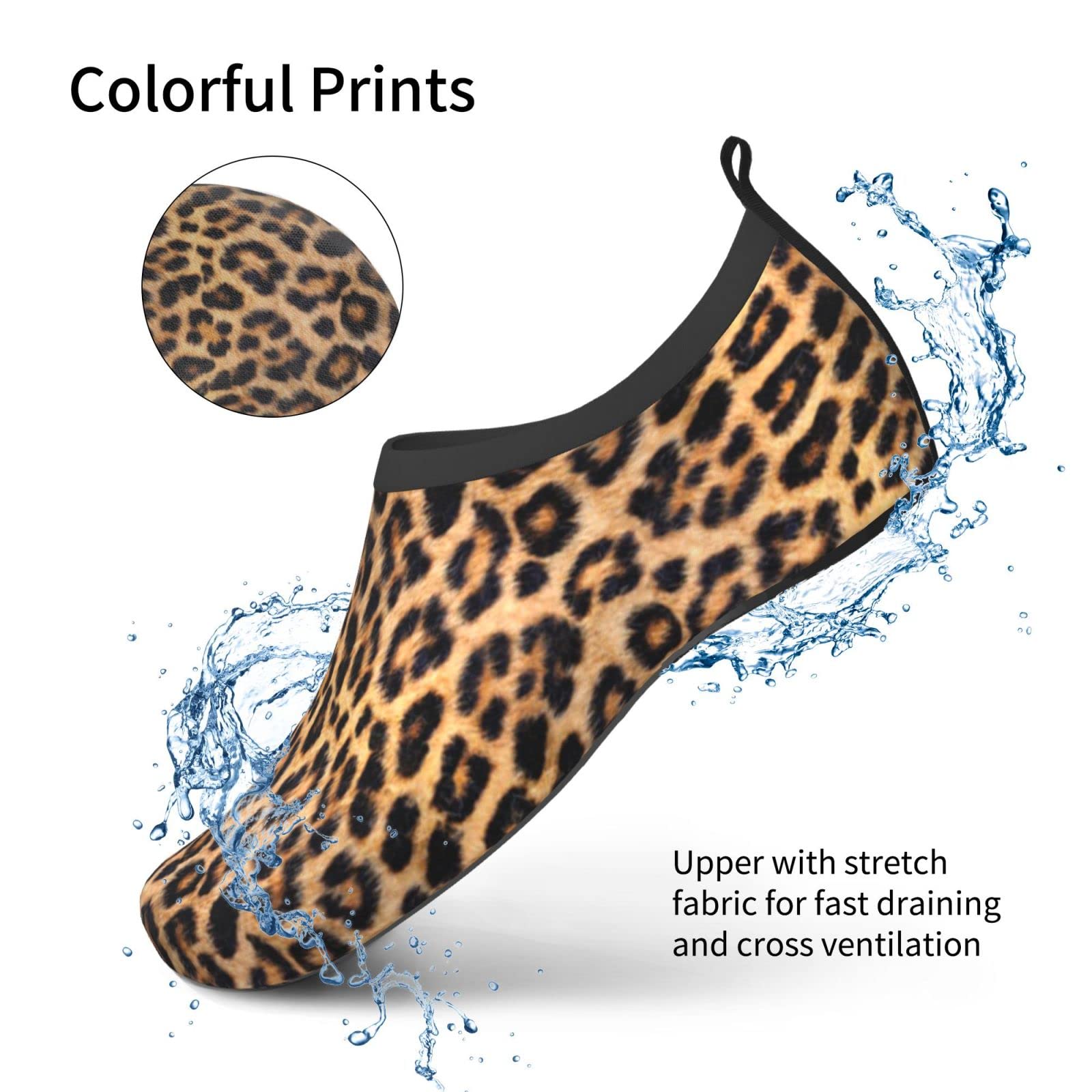 Leopard Print Man Woman's Water Shoes Quick Dry Barefoot Shoe for Beach Surfing Swim Pool