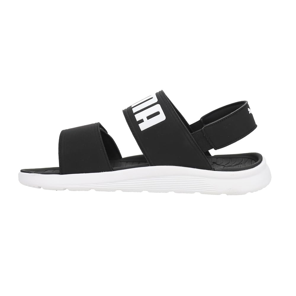 PUMA Men's Backstrap Sandal Slide, Black-White, 9