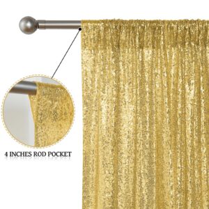 Sugargirl Gold Sequin Backdrop Curtain 4 Panels 2FTx8FT Glitter Gold Background Drapes Sparkle Photography Backdrop for Party Wedding Birthday Wall Decoration