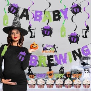 A Baby is Brewing Halloween Baby Shower Decorations, A Baby is Brewing Halloween Banner A Baby is Brewing Halloween Baby Shower Banner for Halloween Baby Brewing Shower Decorations