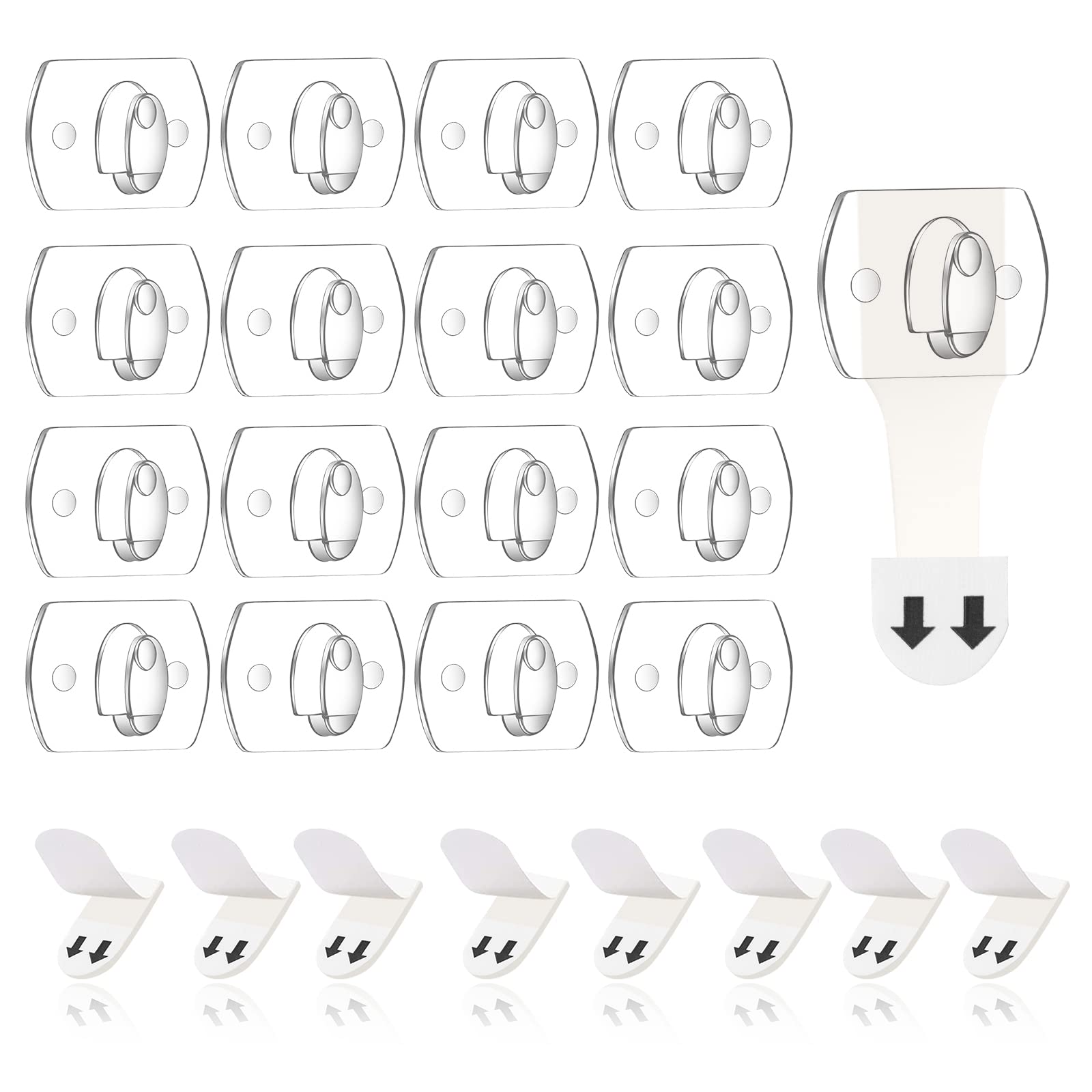 Ainiv 2-Packs Indoor Mini Light Clips, Damage Free Hanging Christmas String Light Hooks with Adhesive Strips, Clear Wall Clips for Hanging Lights Xmas Decor and Cables, 40 Clear Clips and 40 Strips